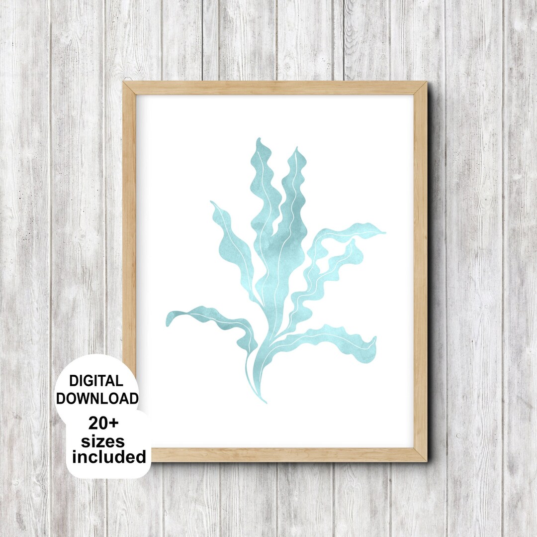 Watercolor Seaweed Print Beach House Decor, Printable Seagrass Coastal ...