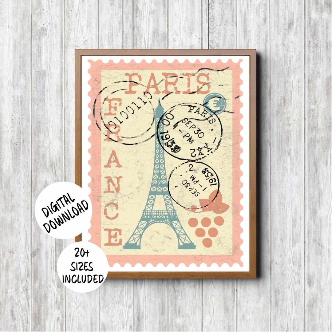 Retro Paris Travel Poster, Paris Theme Pastel Nursery Art, French ...