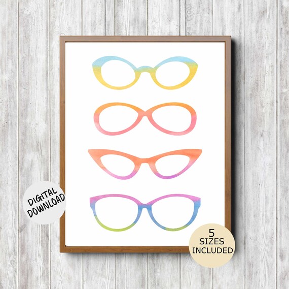 Printable Eyeglass Watercolor Poster Optician / Optometrist | Etsy
