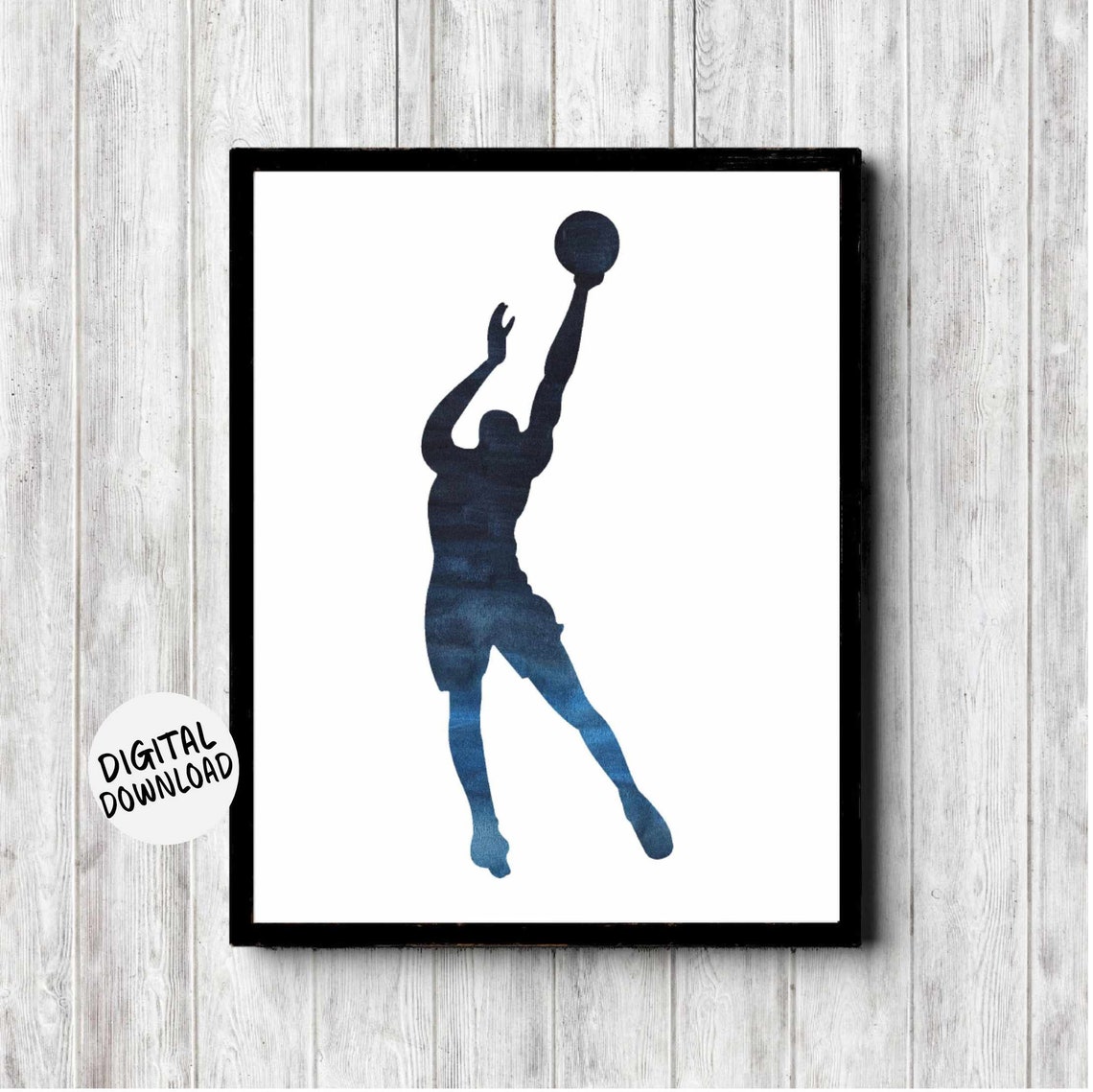 Watercolor Basketball Printable Boys Room Wall Art Poster - Etsy