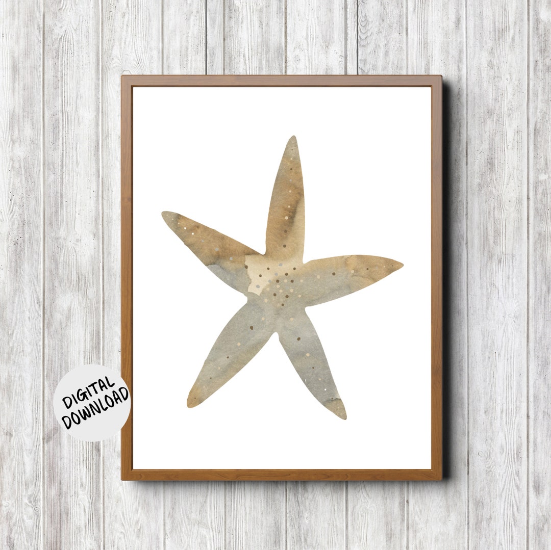 Printable Star Fish Wall Decor- Watercolor Sea Star- Neutral Nursery ...