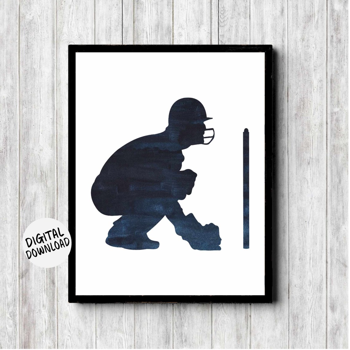 Wicket Keeper Silhouette Printable Art Cricket Teen Boy / | Etsy