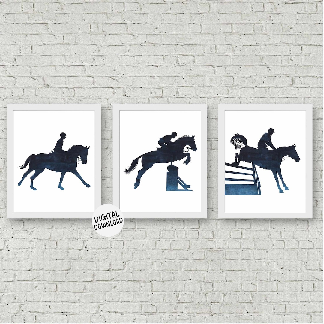 Horse Show Jumping Set of 3 Art Prints for Girls / Teen Room ...