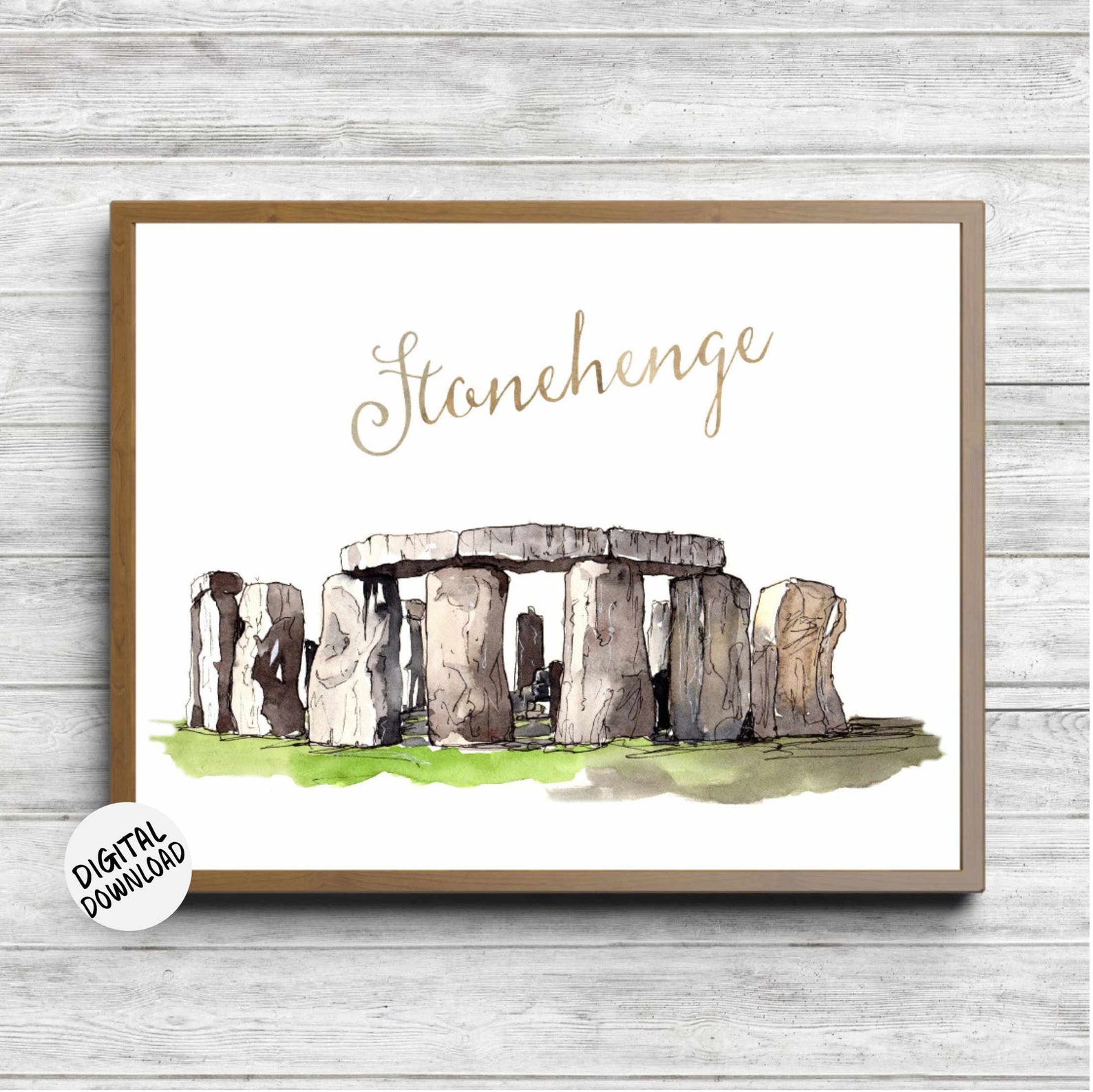 Watercolor Stonehenge Printable Wall Art Famous England | Etsy