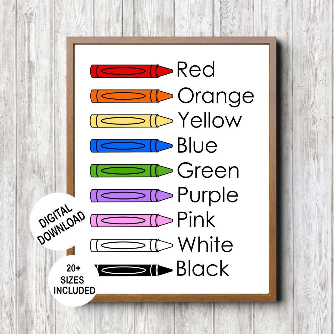 Educational Color Chart Printable Classroom / Nursery Wall Decor ...
