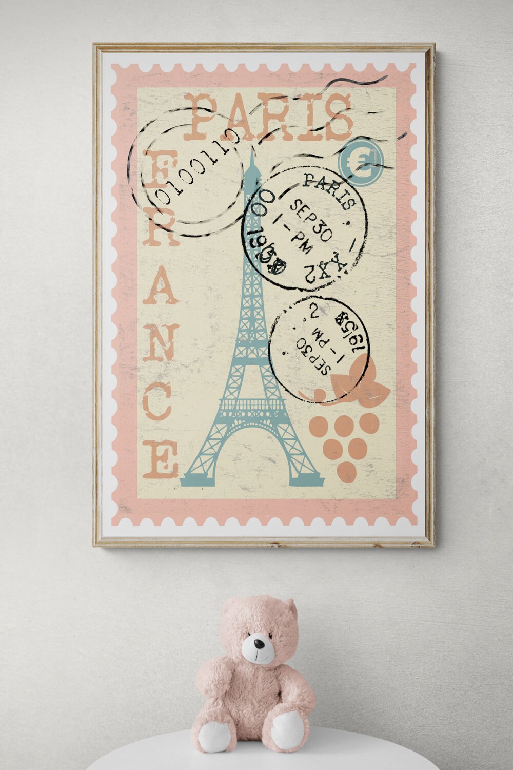 Retro Paris Travel Poster, Paris Theme Pastel Nursery Art, French ...