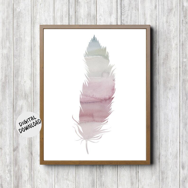Instant Download Watercolor Feather Print Modern - Etsy