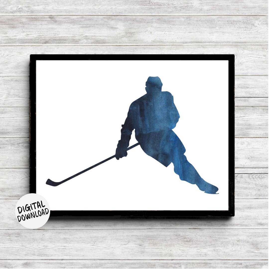 Ice Hockey Player Printable Silhouette Poster - Sports Wall Art Gift ...