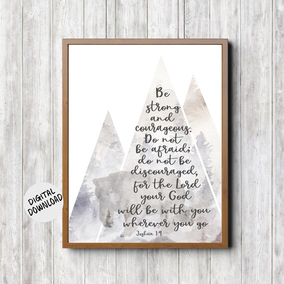 Printable Joshua 1 :9 Scripture Wall Art Ethereal Office / - Etsy
