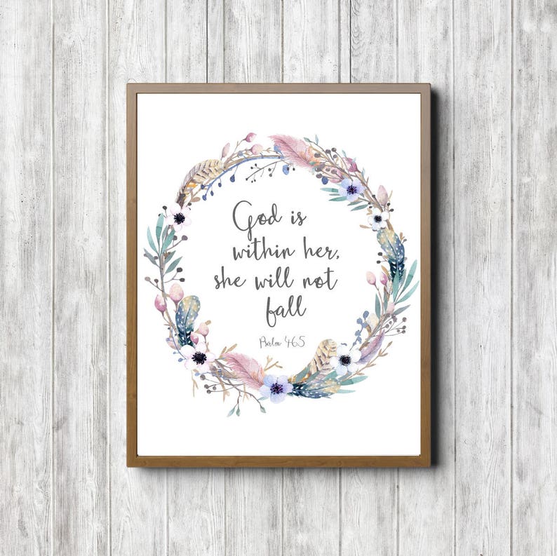 Psalm 46 : 5 Printable Scripture Nusery Wall Art God is | Etsy