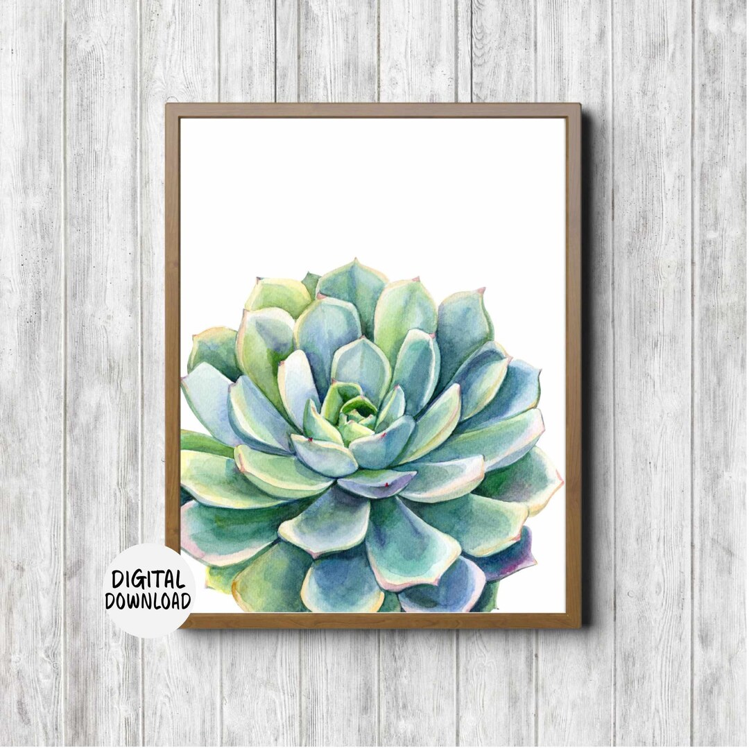 Watercolor Succulent Bathroom /nursery /office /kitchen Wall Art ...
