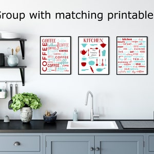 Printable Kitchen Wall Art - Food Related Hostess Gift - Turquoise ...