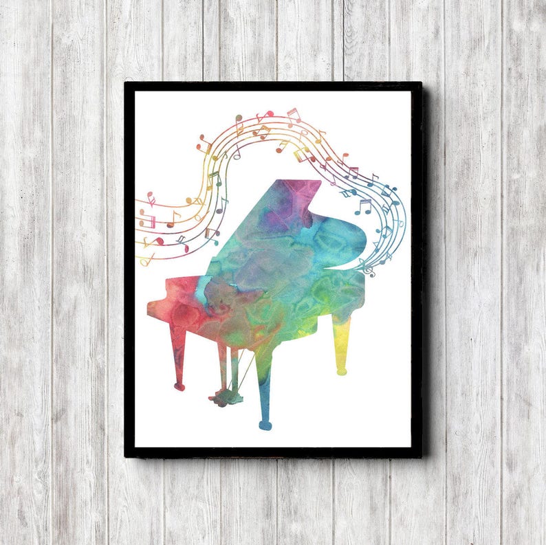 Watercolor Piano /Music Printable Art Gift For Pianist/ | Etsy