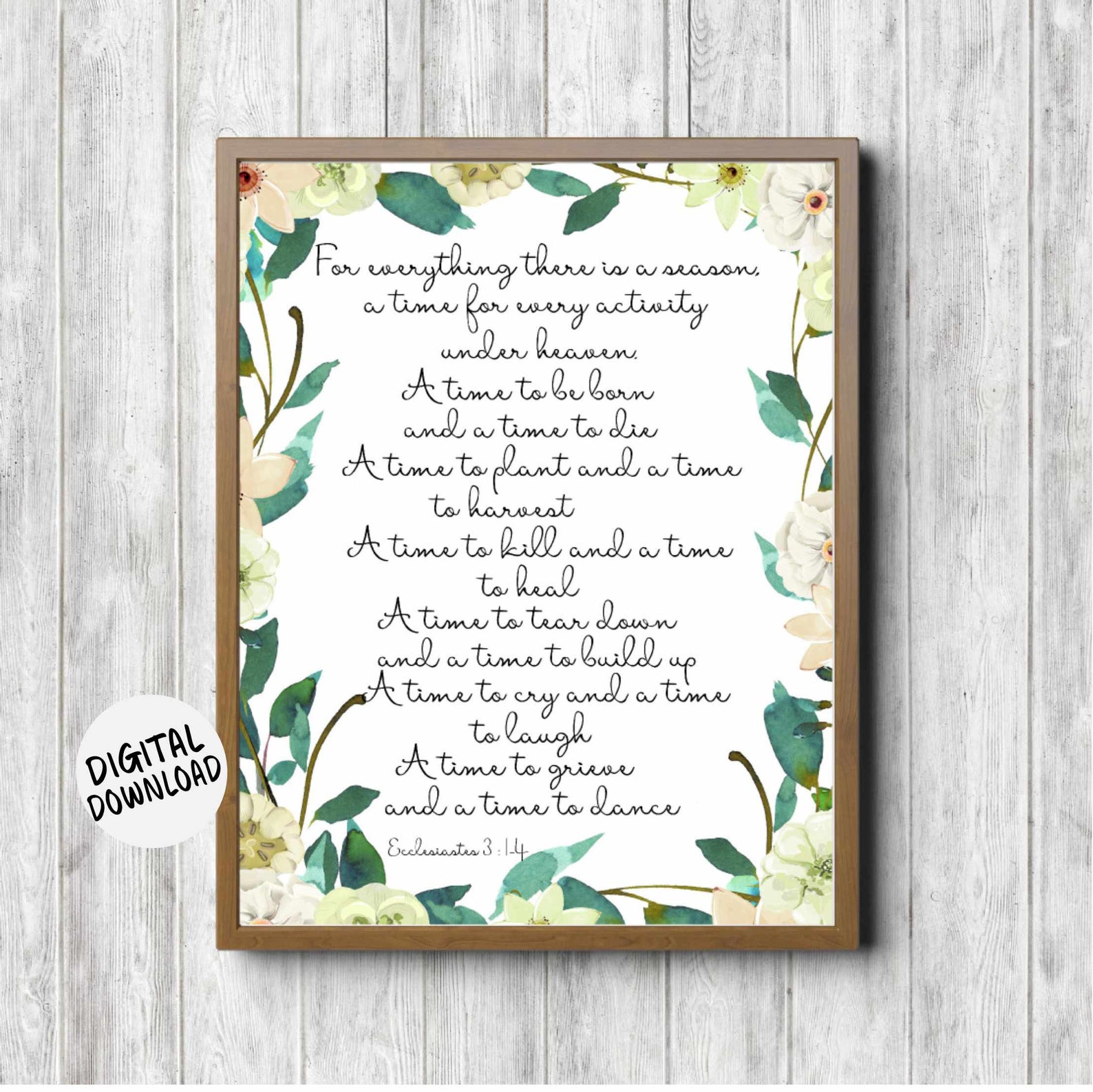 Ecclesiastes 3 : 1 4 Scripture Wall Art Printable | Etsy