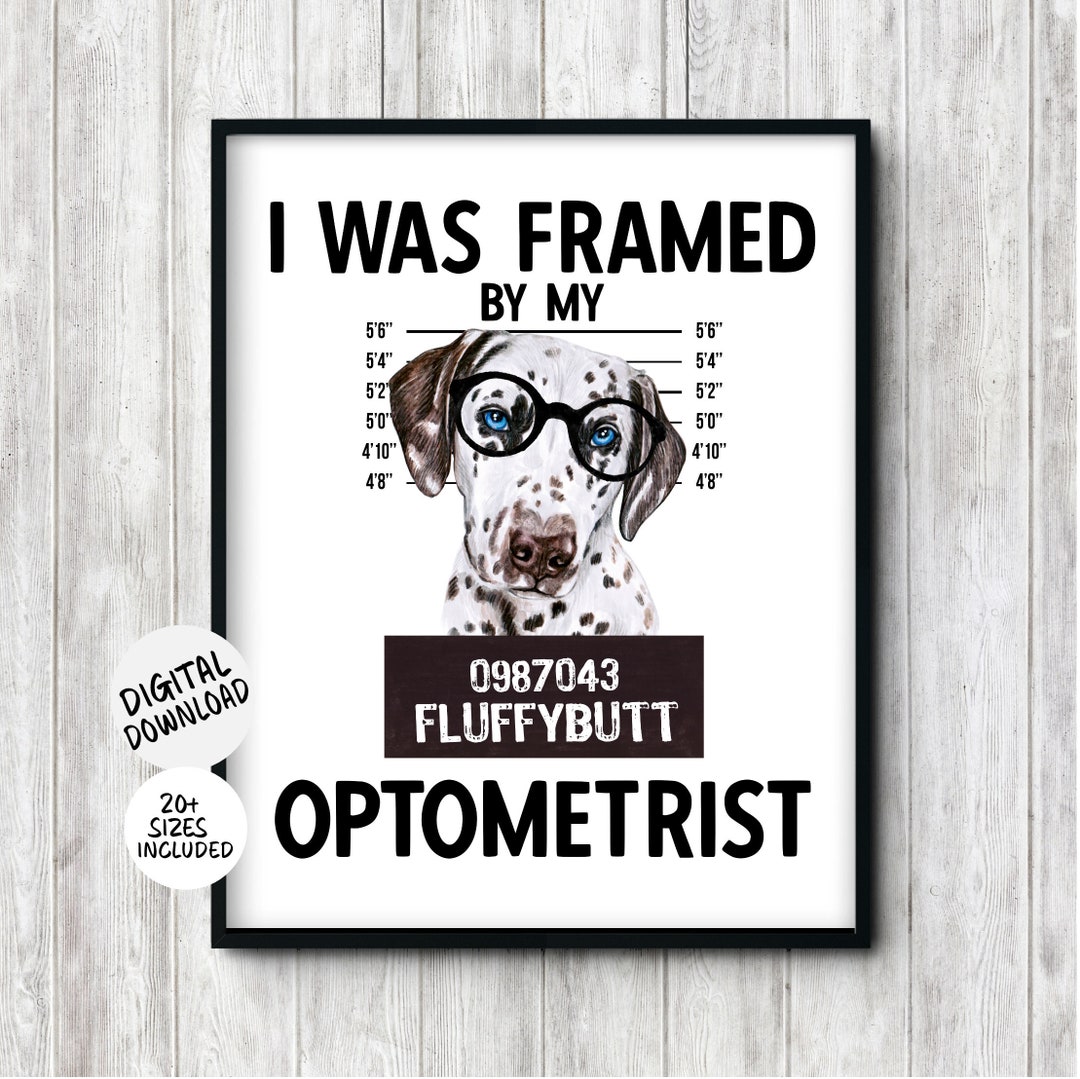 Dalmation With Eyeglasses Printable Wall Art, Spotted Dog Optometry ...