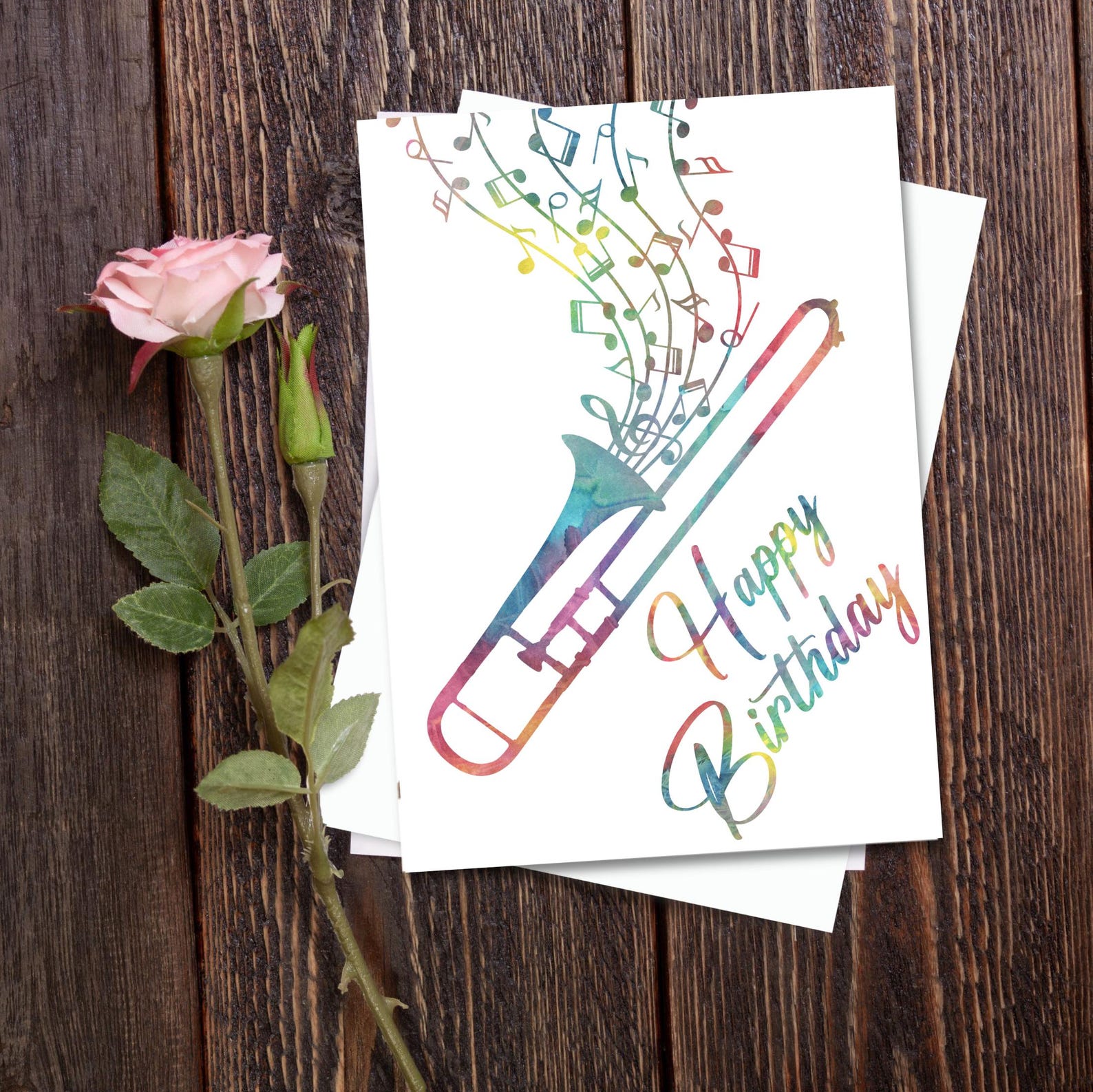 Printable Trombone Birthday Card for Trombonist, Student or Teacher ...