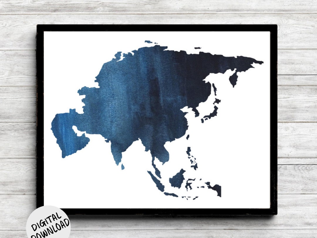 Watercolor Asia Continent Printable Poster - World Continent - Asian ...