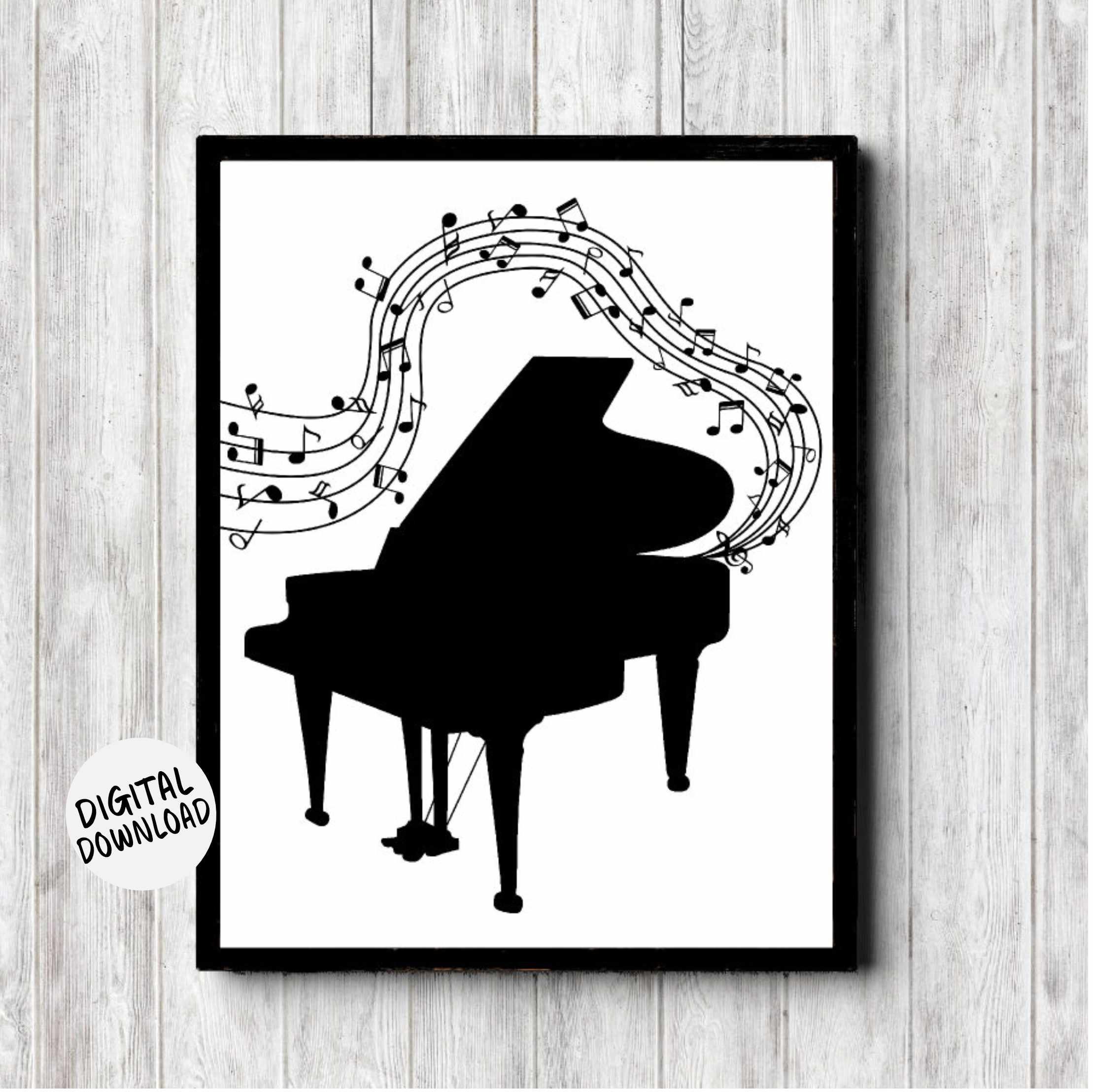 Cartoon Piano With Musical Notes
