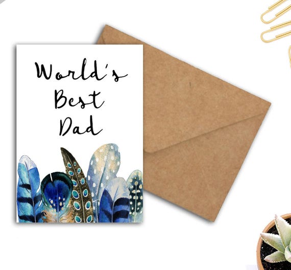 World's Best Dad Printable Greeting Card Fathers Day / | Etsy