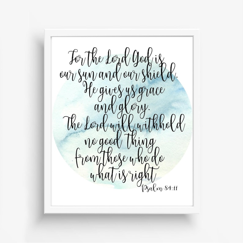 Psalm 84 :11 Printable Watercolor Scripture Wall Art | Etsy