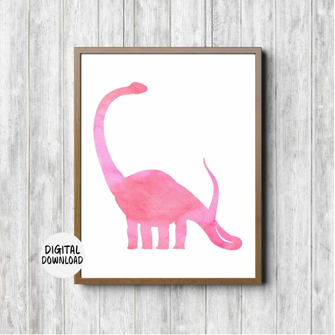 Printable Dinosaur Watercolor Nursery Poster - Brontosaurus Wall Art ...