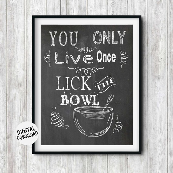 Chalkboard Printable YOLO Kitchen Wall Art You Only Live - Etsy