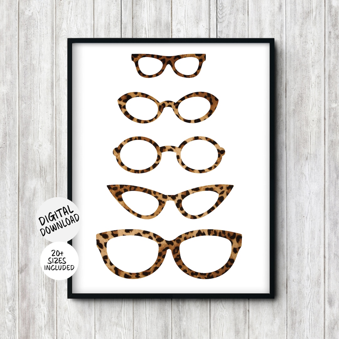 Leopard Print Eyeglasses Printable Wall Decor- Gift for Optician ...