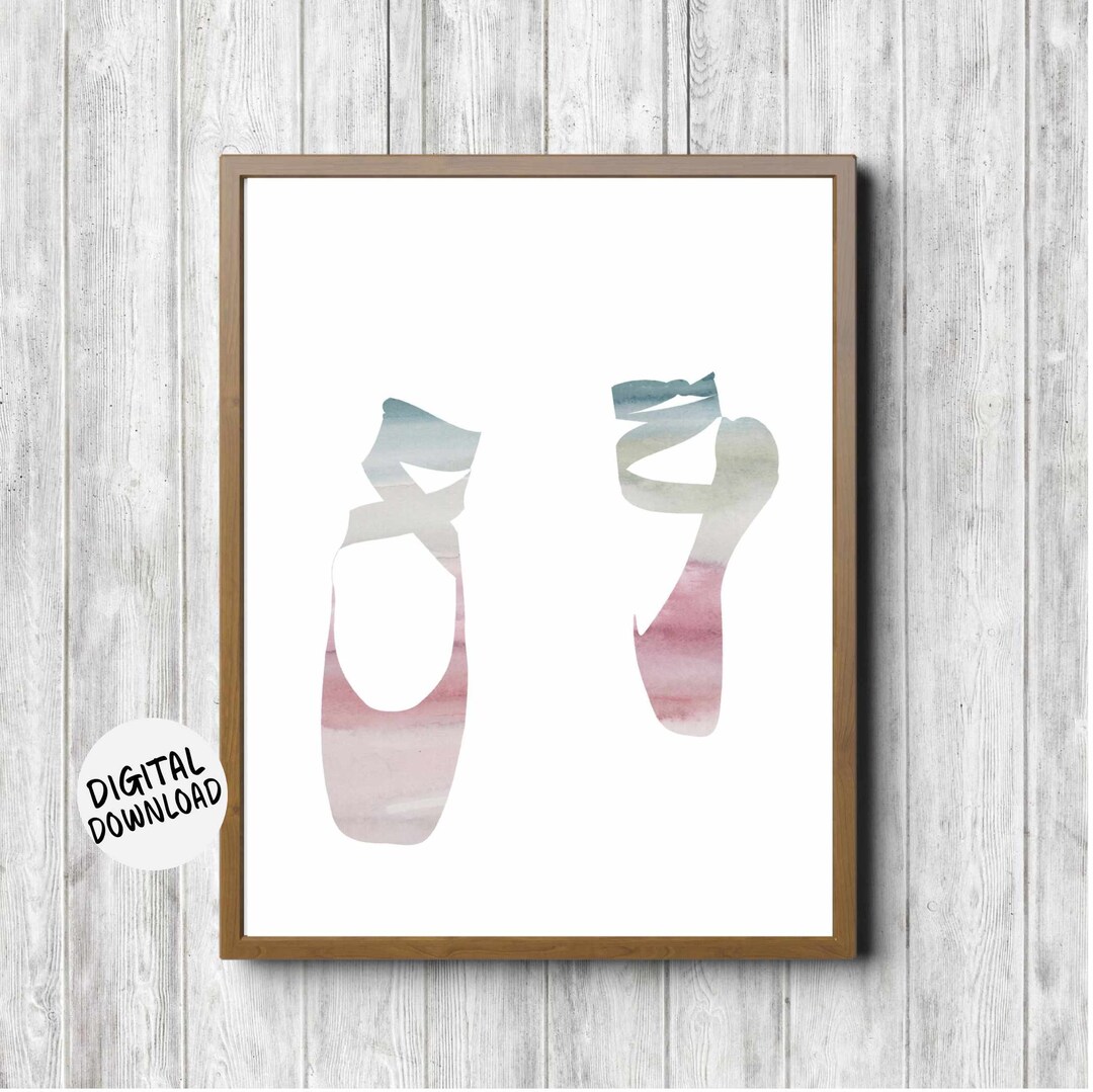 Pointe Shoes Printable Watercolor Wall Art - Ballet Nursery /girls Room ...