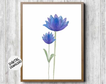 Watercolor Flower Printable Art Poster Office Wall Art | Etsy