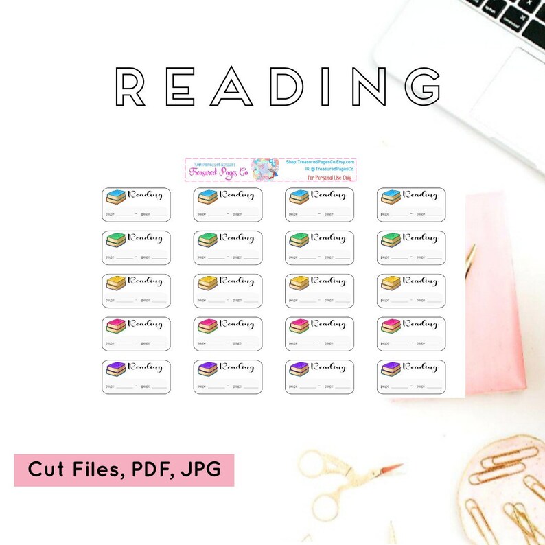 Reading Tracker Labels Printable Stickers includes free cut files - Etsy 日本