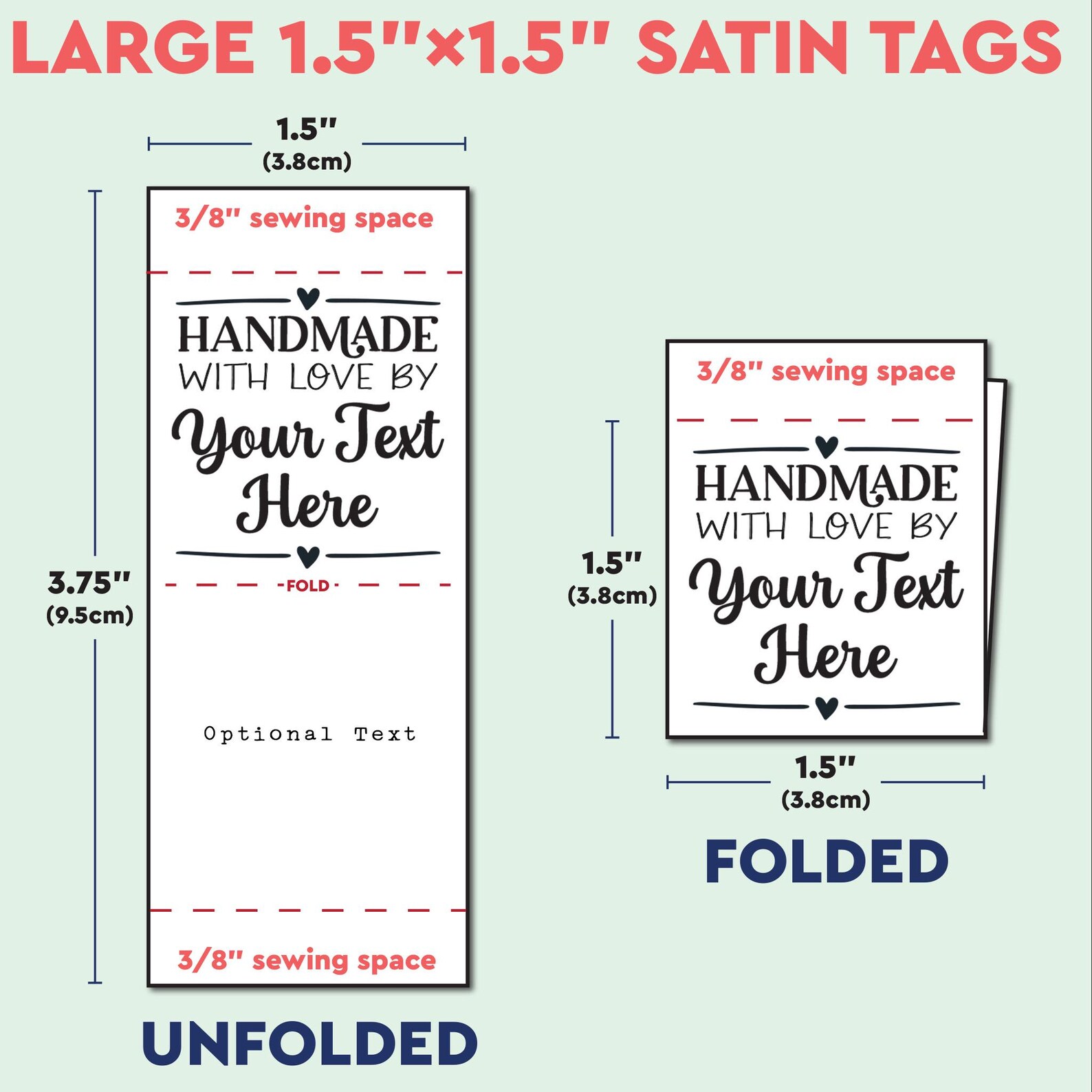 Custom Custom Sewing Labels, Personalized Clothing Tags, Large Satin ...