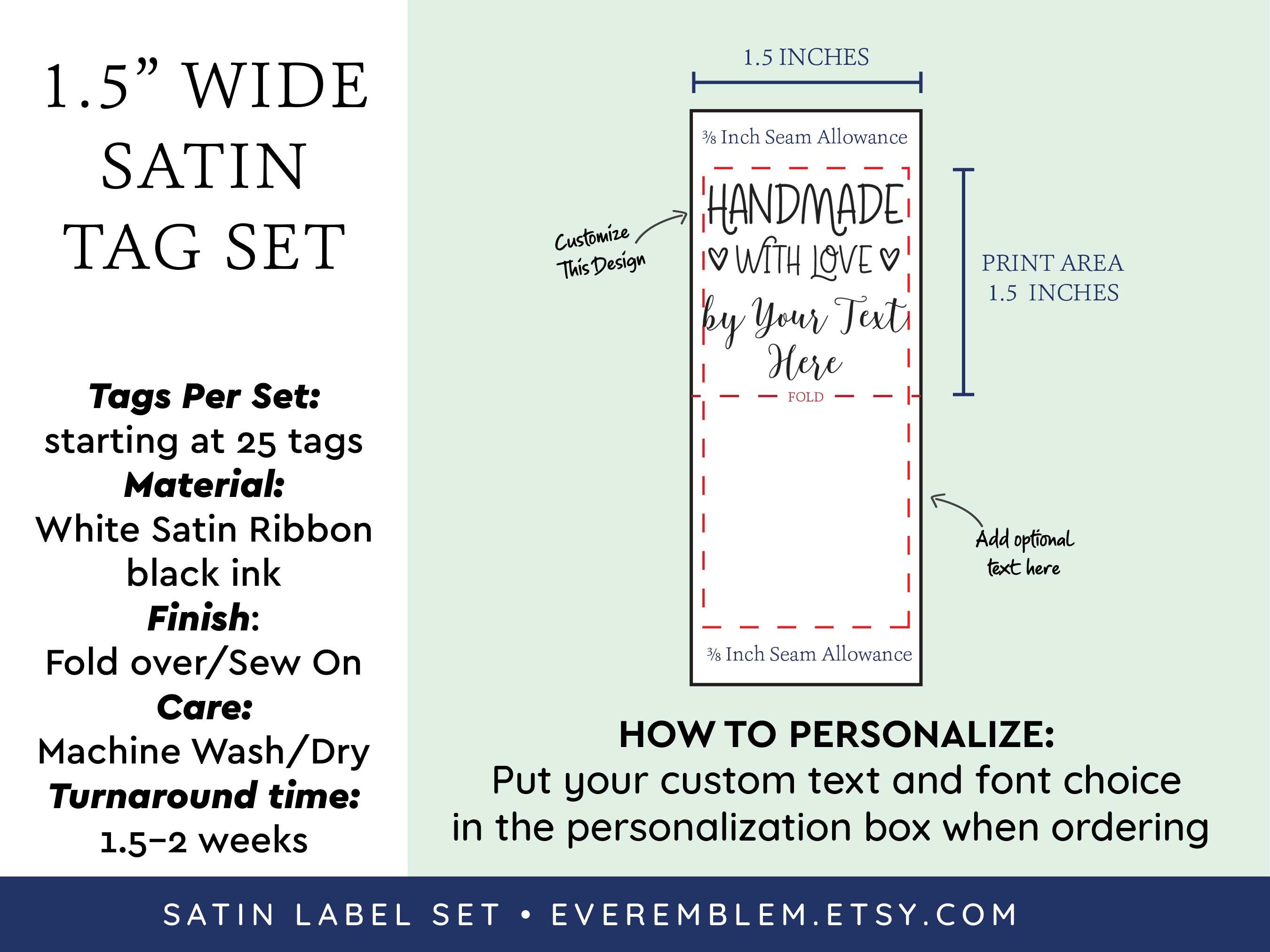 Satin Sewing Label Set Personalized clothing tags ribbon | Etsy