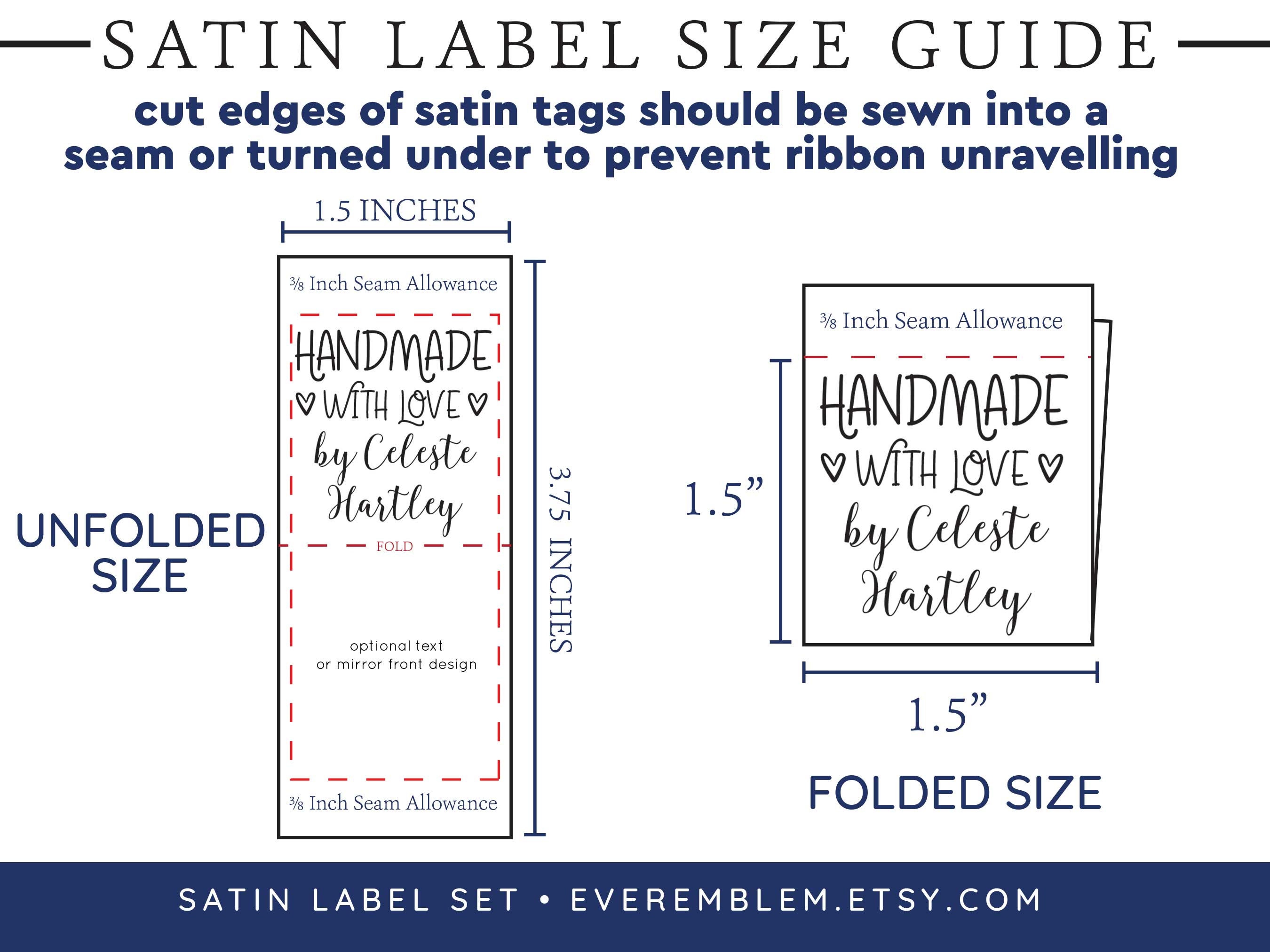 Satin Sewing Label Set Personalized clothing tags ribbon | Etsy