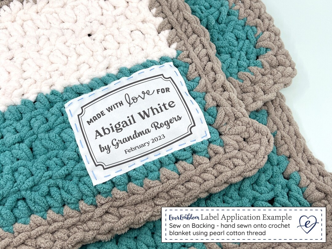 Custom Printed Cotton Quilt Label - Single Personalized Cotton Label ...