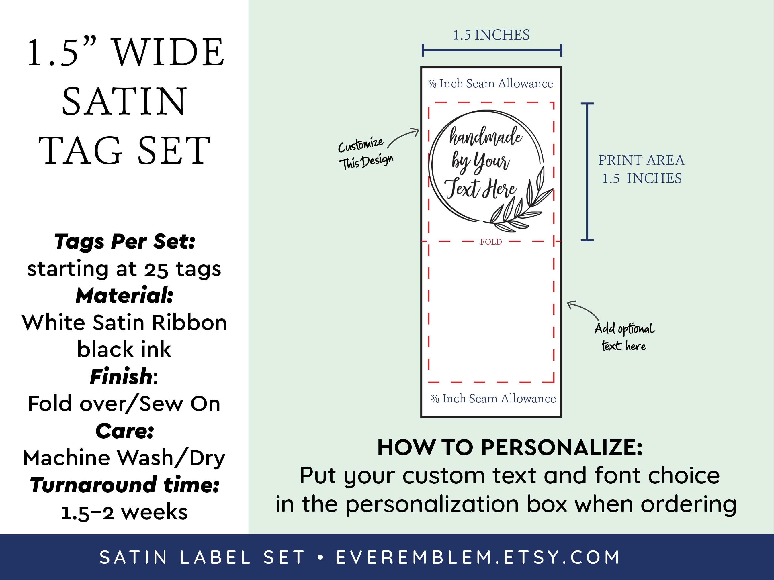 Custom Sewing Tag Set Personalized Clothing Tags Ribbon | Etsy