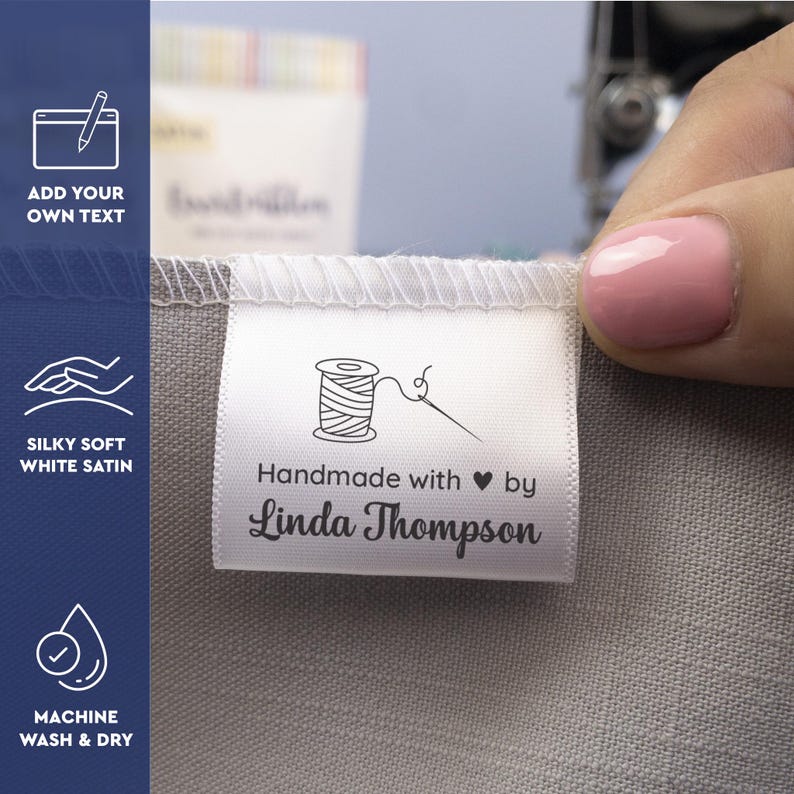 Custom Satin Sewing Labels, Clothing Branding Tags, Silky Folded Tag ...