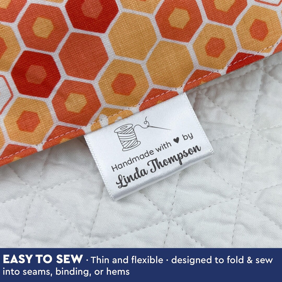 Custom Satin Sewing Labels, Clothing Branding Tags, Silky Folded Tag ...