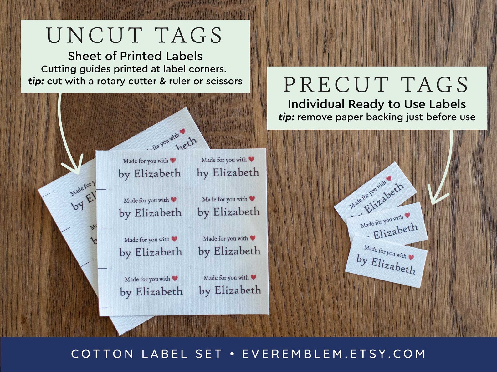 Personalized Fabric Tags Cotton Tag Set Sewing Label Set | Etsy