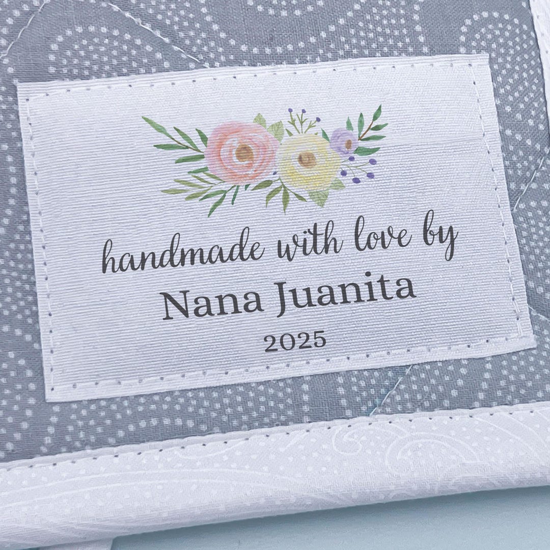 Set of 12 Sewing Tags, 2"x3" Quilt Labels, Personalized Labels, Flower ...