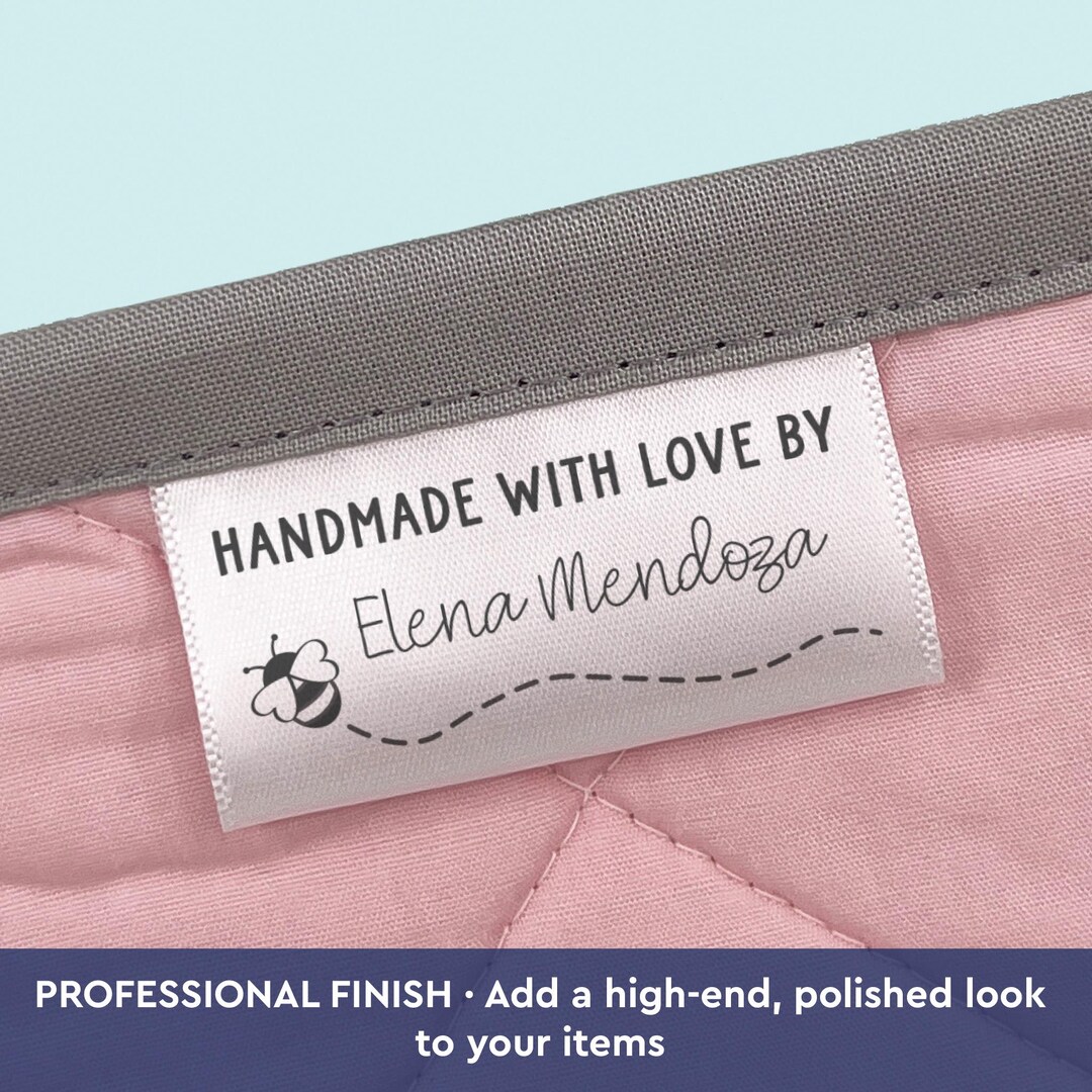 Custom Satin Fabric Labels, Personalized Clothing Tags, Handmade by Tag ...