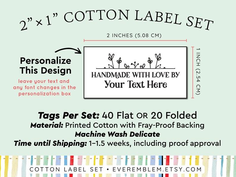Set of Cotton Fabric Tags Iron on Labels Craft Show Tag - Etsy