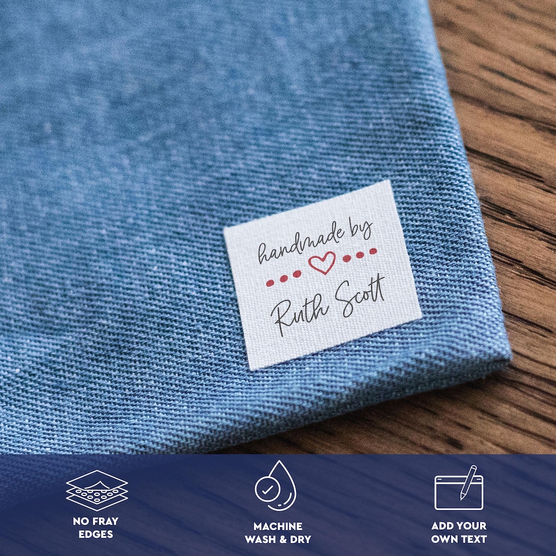 Custom Cotton Fabric Labels, Iron or Sew On, Personalized Sewing Tag ...