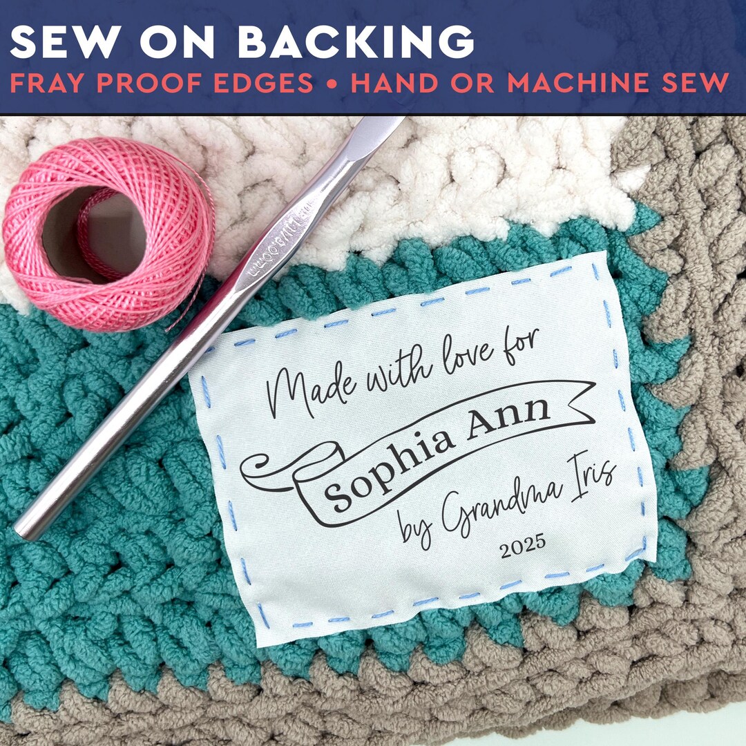 Custom Printed Cotton Quilt Label – Personalized Blanket Tag, Large Sew ...