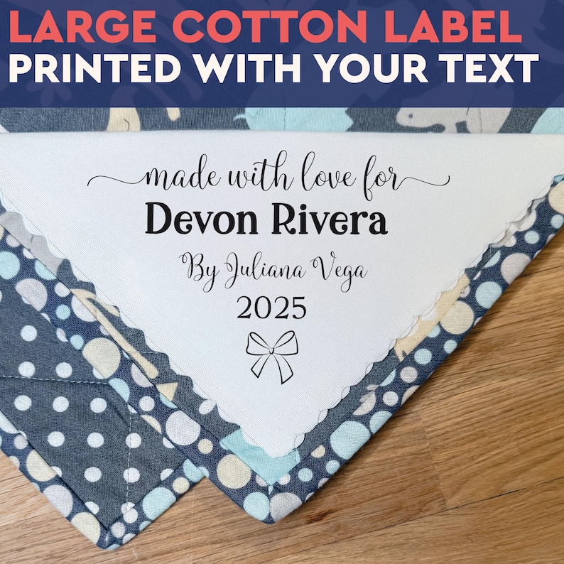 Custom Triangle Cotton Fabric Label - Personalized Corner Quilt Tag ...