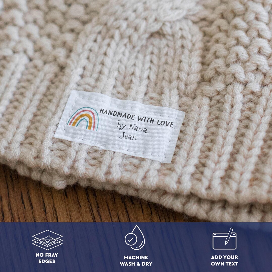 Personalized Rainbow Cotton Label Set, Medium-sized Fabric Tags, Sew or ...