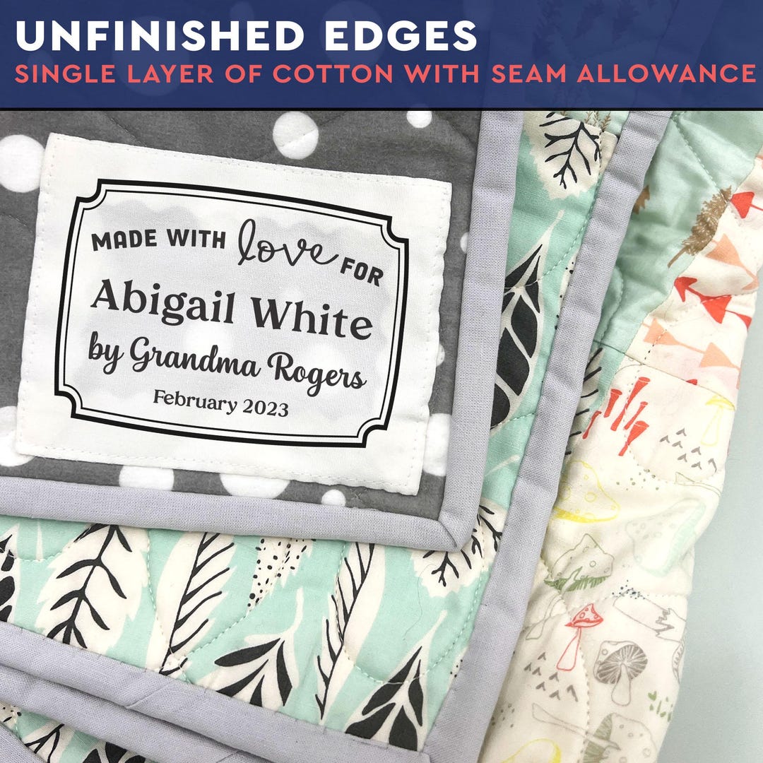Custom Printed Cotton Quilt Label – Large Personalized Handmade Blanket ...