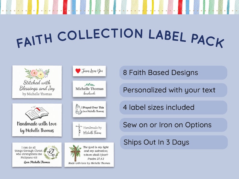 Personalized Faith Cotton Labels, Personalized Christian Sewing Tags ...