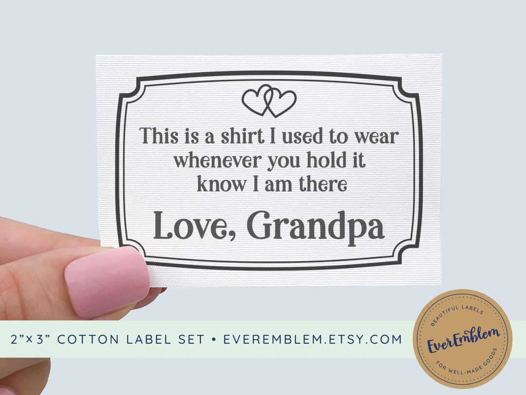 Sewing Label Set With Quote, Memory of Grandpa Iron on Tags, Custom ...