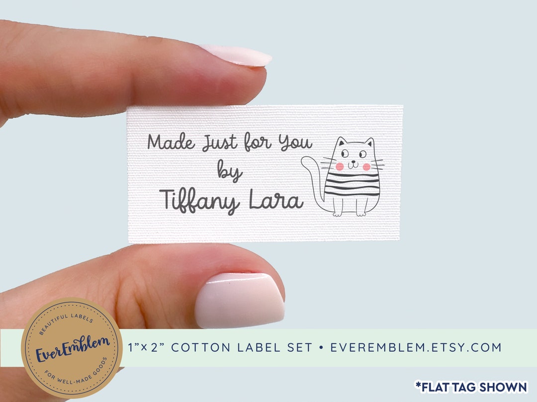 Personalized Sewing Label Set With Cute Cat, Sew on or Iron on Quilt ...