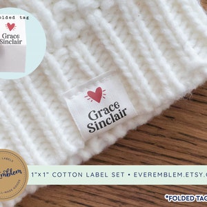 Set of Flat or Fold Over Label, Fabric Labels, Quilt Label, Knitting ...